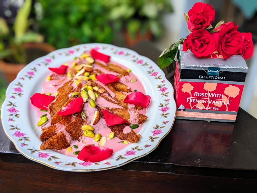 Creamy Rose French Vanilla Shahi Tukra | Easy Dessert Recipe (No Oven)