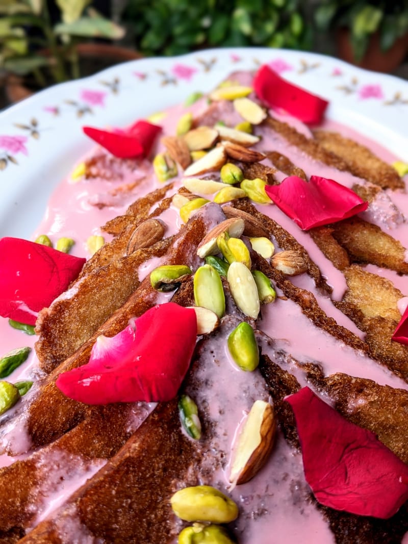 Creamy Rose French Vanilla Shahi Tukra | Easy Dessert Recipe (No Oven)